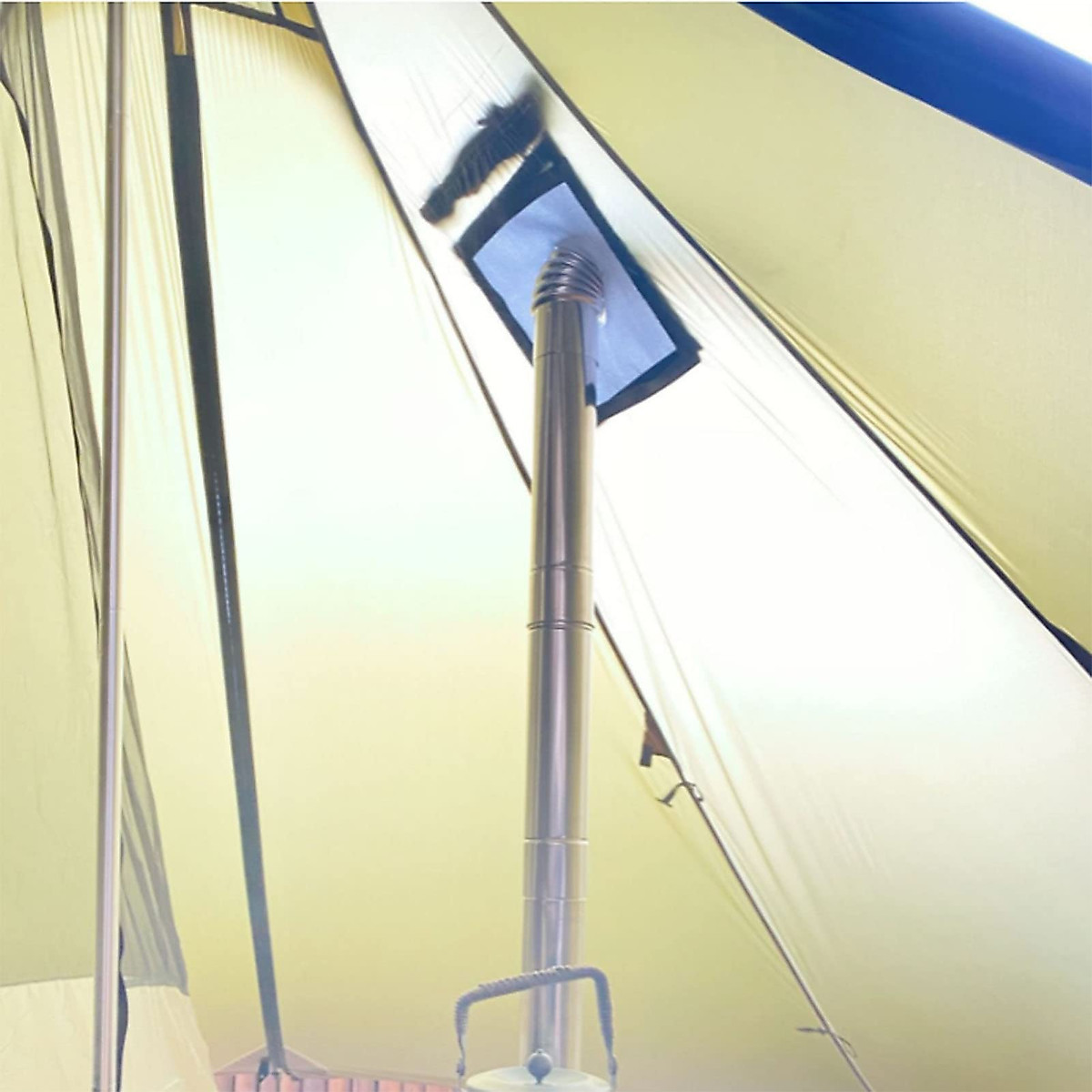 Durable Stainless Steel Tent Stove Chimney Pipe Kit Single Wall, Chimney Spark Arrestor, Fireplace Chimney Rain Caps,2.36 Inch/6cm Diameter Chimney Pipes,Camping Stove Accessories ( Size : Damper pipe