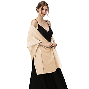 Baoqiya Women's Scarf Shawls and Wraps for Evening Dress Chiffon Shawl Soft Elegant Silky Pashmina Wedding Bridal Scarves(Champagne, 79"×19")