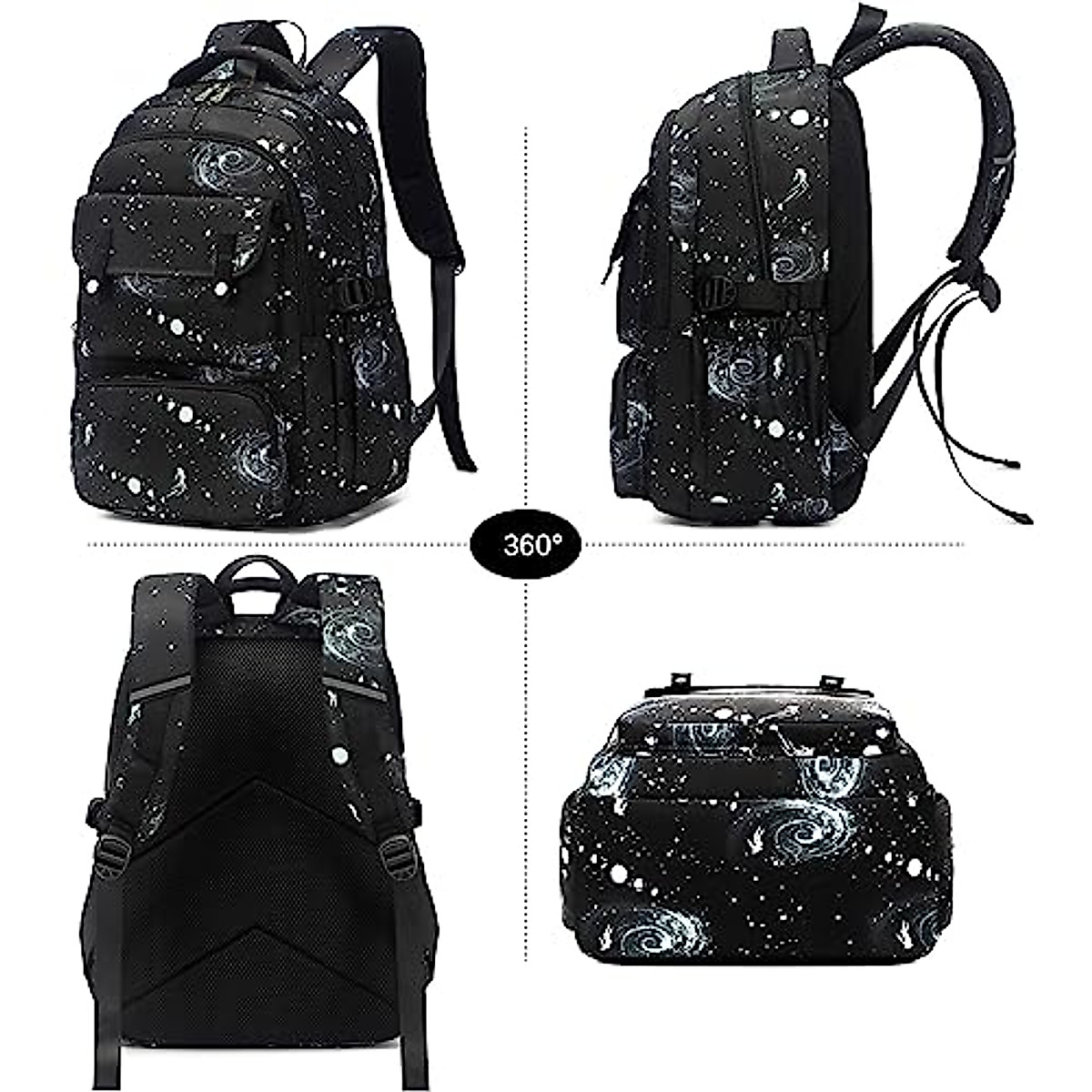 Joyfulife School Backpack for Boys Backpack with Lunch Box Lightweight Galaxy Elementary Primary Kids BookBags School Bag Teen Backpack Set