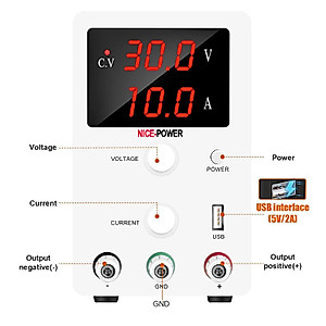 NICE-POWER DC Power Supply Adjustable Variable 3Digital LED Display Adjustable Regulated Switching Power Supply Digital (30V 10A)