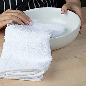 Arkwright Cotton Dishcloths Kitchen Towels Bulk - (Pack of 12) Absorbent Terry Tea Towels, Dish Washing Cloths for Cooking, Drying Dishes, and Cleaning, 15 x 25 in, White