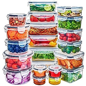 Kootek Food Storage Containers 21 Pack with Lids, Kitchen Airtight Meal Prep Container Reusable Pantry Organization and Storage Plastic Lunch Box Leak Proof Microwavable Dishwasher Safe