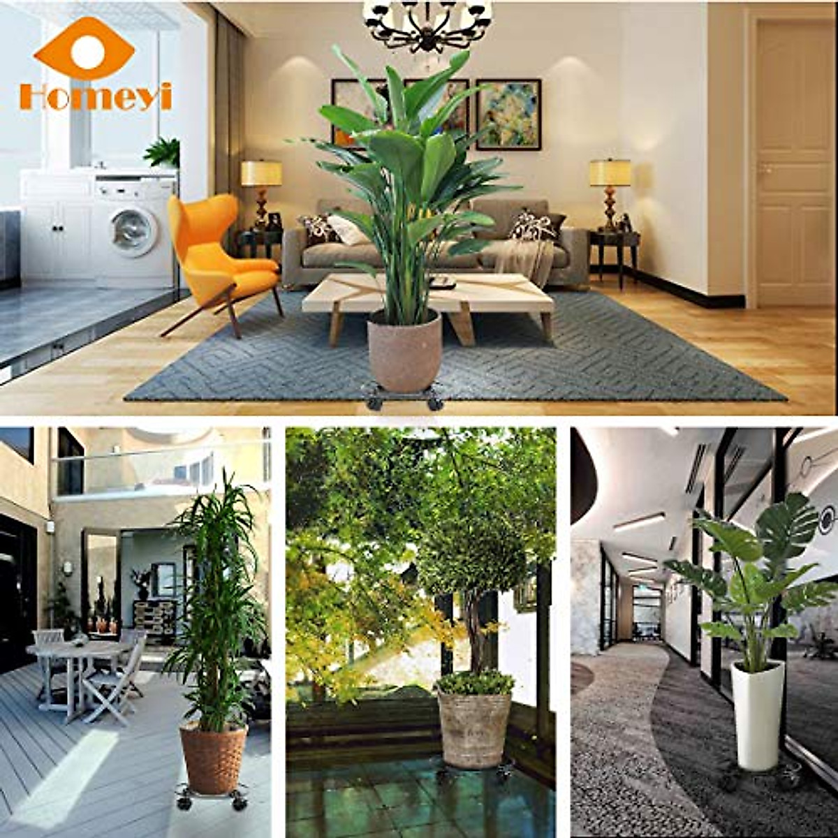 Plant Caddy with Wheels Heavy Duty, Metal Iron Large Potted Plant Stand Holder, Move Around Indoor Outdoor Garden Patio Flower Pot,Planter Adjustable Rolling Dolly Casters with Locking 13 Inch 2 Pack