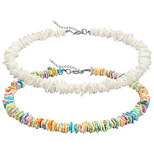 2/3 Pcs Puka Shell Necklace for Men Surfer Necklace Mens Beaded Necklaces Outer Banks White Necklace for Women Colorful Summer Seashell Choker Black Beach Necklaces set Coconut Shell Hawaiian
