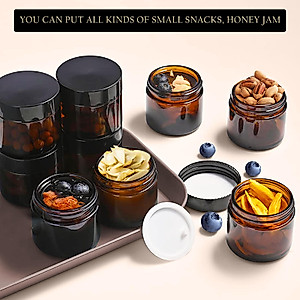 Lil Ray 1 oz Round Amber Glass Jar with Inner Liners and Gold Lid (12pcs)