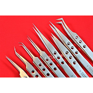 Premium Eyelash Extensions Tweezers 11 PCS,Stainless Steel Lash Tweezers Precision Tweezers for Eyelash Extensions Tweezers Application Tools Craft Tweezers,Jewelry Tweezers, Ingrown Tweezers