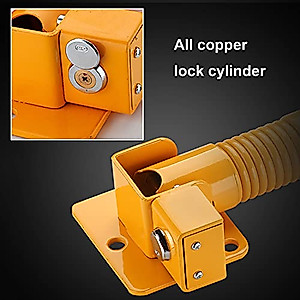 Car Parking Space Lock Bollard Lockable Folding Security Post with Flexible Spring Collision Avoidance Bollard Parking Post with Keys(Yellow red)