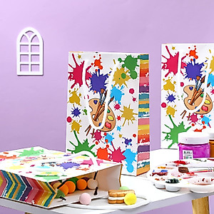 Art Party Bags Paint Art Party Treat Bags Sip and Paint Party Goodies Bags for Paint Splatter Party Decorations supplies(16 Pieces,Bright Style)