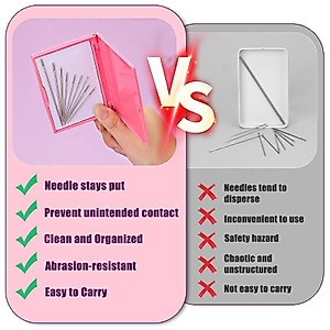 FOUSNOW Magnetic Needle Storage Case, Slim Line Magnetic Needle Organizer, Needle Pin Holder Case, with 40 Pcs Large Eye Sewing Needles, Suitable for Hand Sewing Art Crafts