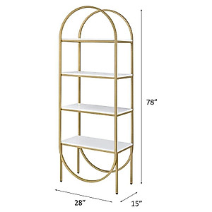 Acme Furniture Lightmane Bookshelf, White High Gloss & Gold