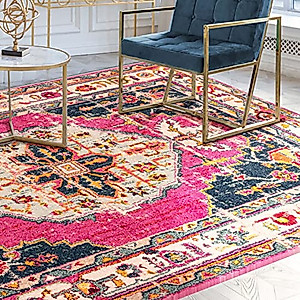 SUPERIOR Medallion Deliana Area Rug, 7' 10" x 10', Fuschia