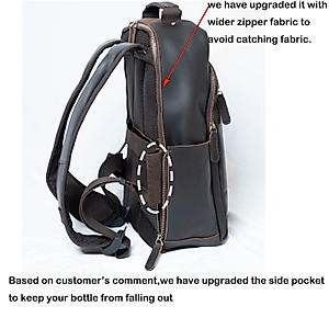 Fshsup leather backpack men,Laptop Bag College Bag,Business Laptop Backpack for Men15.6inch Daypack Backpacks Brown