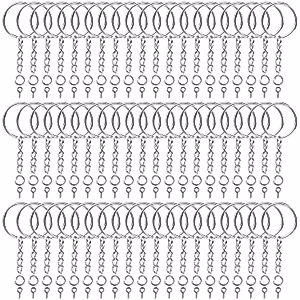 Audab 360Pcs Keychain Bulk, 120Pcs Keychain Rings with Chain and 120Pcs Open Jump Ring with 120Pcs Screw Eye Pins for Crafts and Jewelry Making