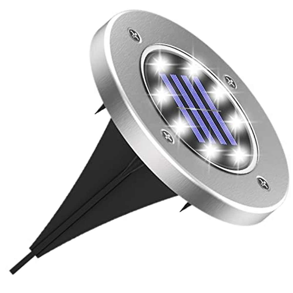 GZKPL Solar Ground Lights, Solar Landscape Lights with 8 LED Disk Lights Outdoor Pathway Lights Decorative for Landscape Pathway Patio Yard Walkway Path Fence Lawn Driveway (White)