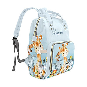 Cute Safari Jungle Animals Diaper Bag Backpack with Name for Men Women Custom Nursing Baby Bags Shoulders Travel Bag Daypack