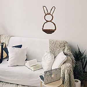 Amosfun Grapevine Wreath Rabbit Shape Basket Vine Branch Wreath Decorative Wooden Twig for Easter DIY Crafts Door House Holiday Party Decoration