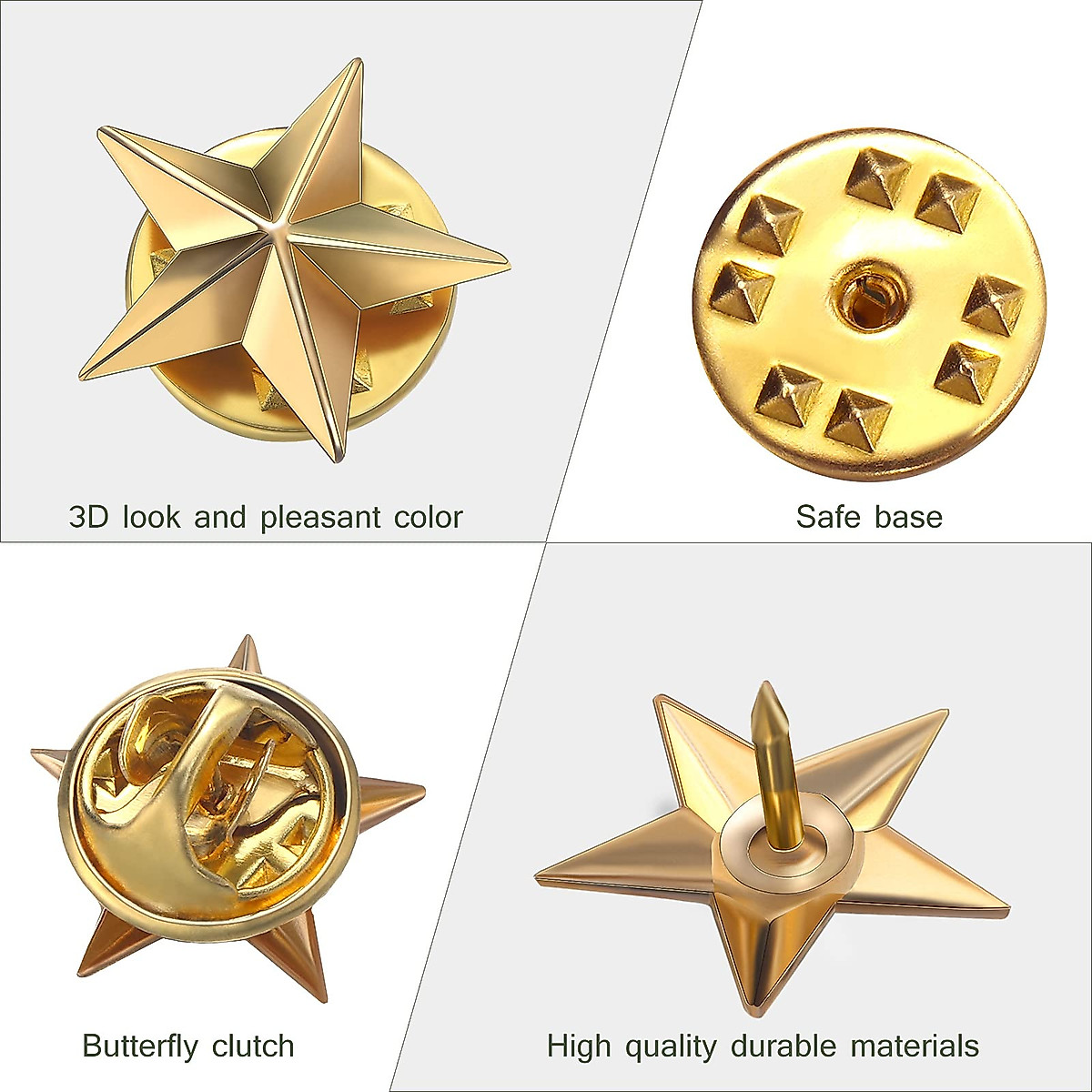 40 Pieces Star Badge Lapel Pin for 4th of July Memorial Day Independence Day Celebration Veterans Day Party Labor Day Theme Party Costume Decorations (Gold)
