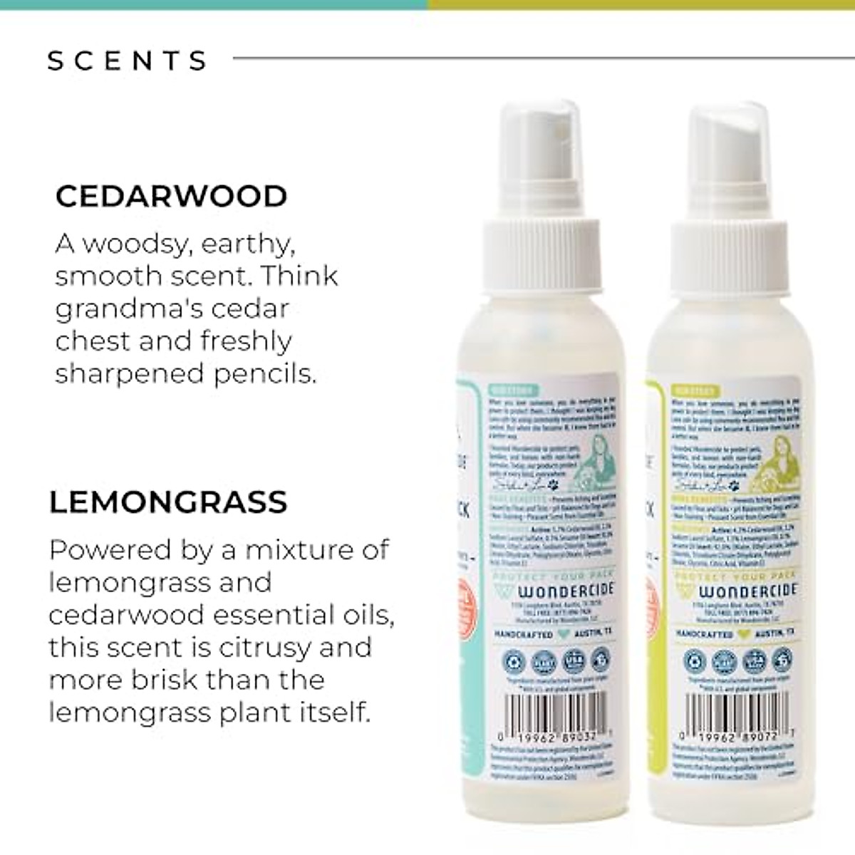 Wondercide - Flea, Tick and Mosquito Spray for Dogs, Cats, and Home - Flea and Tick Killer, Control, Prevention, Treatment - with Natural Essential Oils - 4 oz Lemongrass & Cedarwood 2-Pack