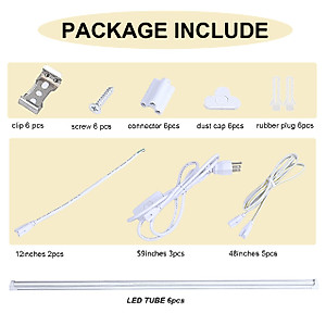 6 Pack T8 Led 4FT 60W Integrated V Shaped Shop Light,Linkable White Daylight 6000k LED Strip Lights Fixture for Garage, Indoor Tube Light for Living Room with On/Off Switch Cable Clear Cover