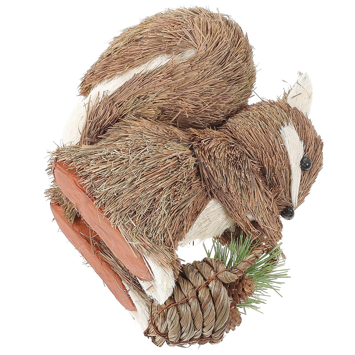 Wakauto Christmas Squirrel Figurine Fake Grass Squirrel Fall Decor Lawn Nativity Animal Ornament Simulation Squirrels Model Statue Outdoor Decor for Holiday Party Supplies