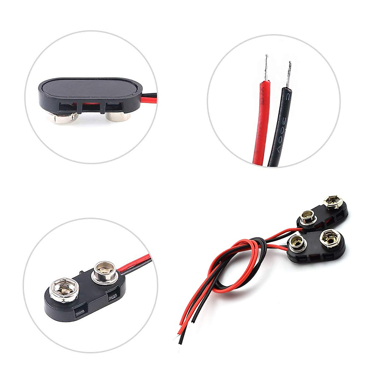 SDTC Tech 2-Set 4X 1.5V AA Battery Holder and I Type Battery Snap Connector Kit 6 Volt Thicken Plastic Battery Case Box
