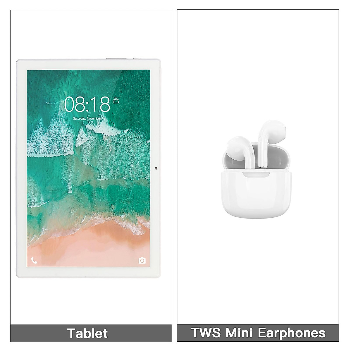 Luqeeg 10.1 Inch Tablet, Front 12MP Rear 24MP 2.4G 5G WiFi 12GB 256GB 100‑240V 4G LTE Tablet 5.0 with Earbuds for Work (US Plug)