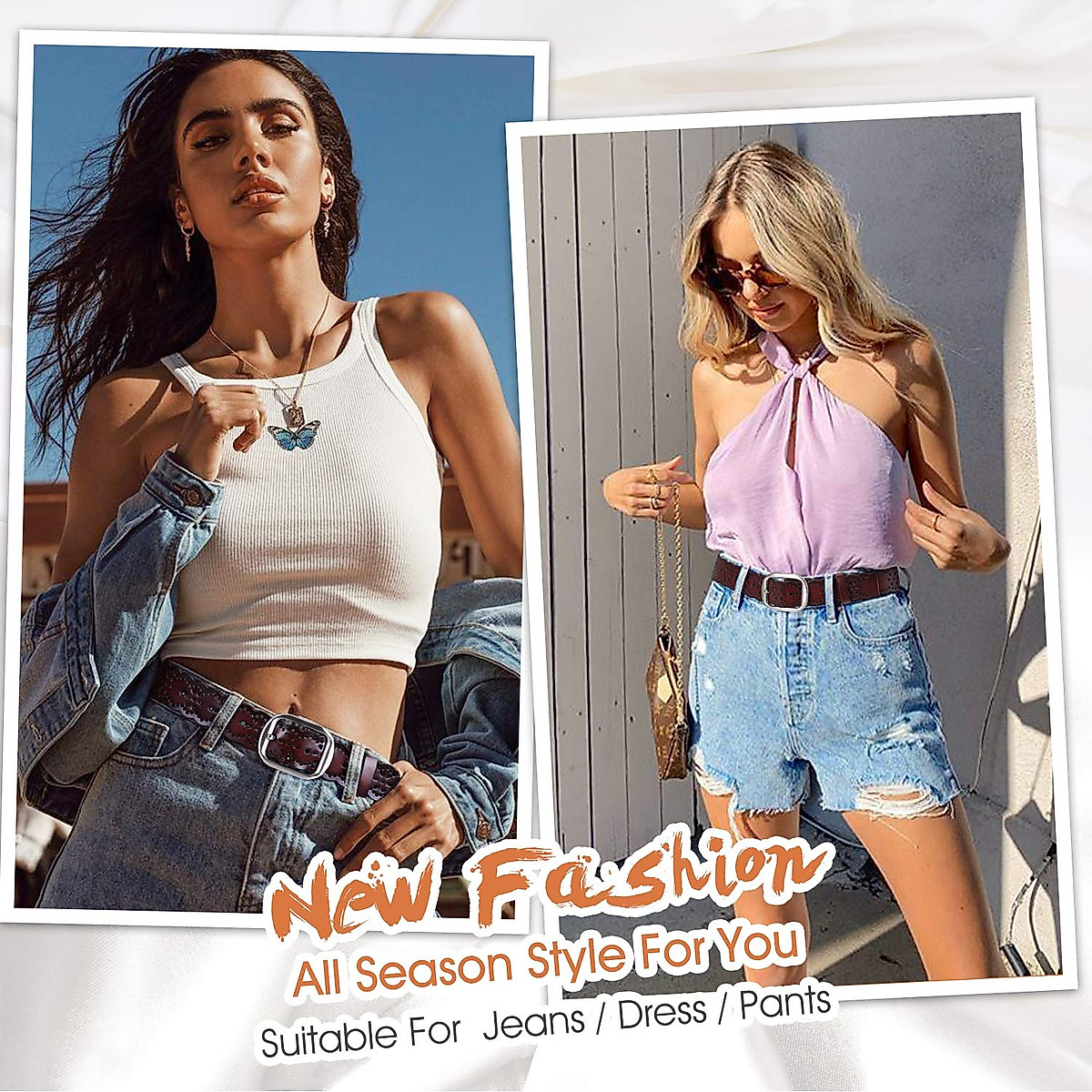 JASGOOD Women’s Hollow Flower Genuine Cowhide Leather Belt With Alloy Buckle needs dark brown and a size Waist Size 26-30 Inch