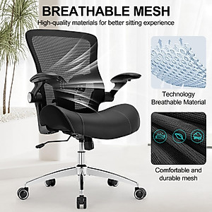 HOMIFYCO Big and Tall Office Chair, 400lbs Ergonomic Desk Chair with Wide 3D Modeling Foam Seat Cushion Mesh Computer Chair with Lumbar Support, Heavy Duty Executive Task Chair for Home Office, Black
