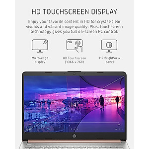 HP 14 Laptop, Intel Celeron N4020, 16GB RAM, 64 GB eMMC Storage, 14-inch HD Touchscreen, Win11, Thin & Portable, 4K Graphics, One Year of Microsoft 365, Rose Gold, W/GaLiMu