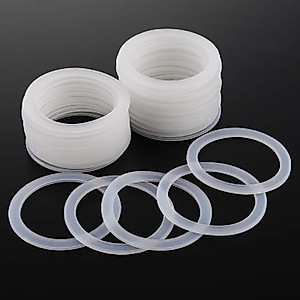 WUWEOT 40 Pack Wide Mouth Silicone Sealing Rings, 3.39In/86mm White Airtight Leak Proof Replacement Gaskets for Mason Jar Lids