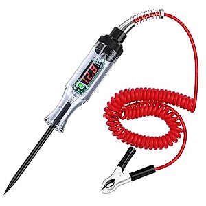 Test Light Automotive, Automotive Circuit Tester, DC 6V-24V Digital LED Test Light with Portable, Auto Bidirectional Voltage Tester Electric Test Pen with Voltmeter and Probe