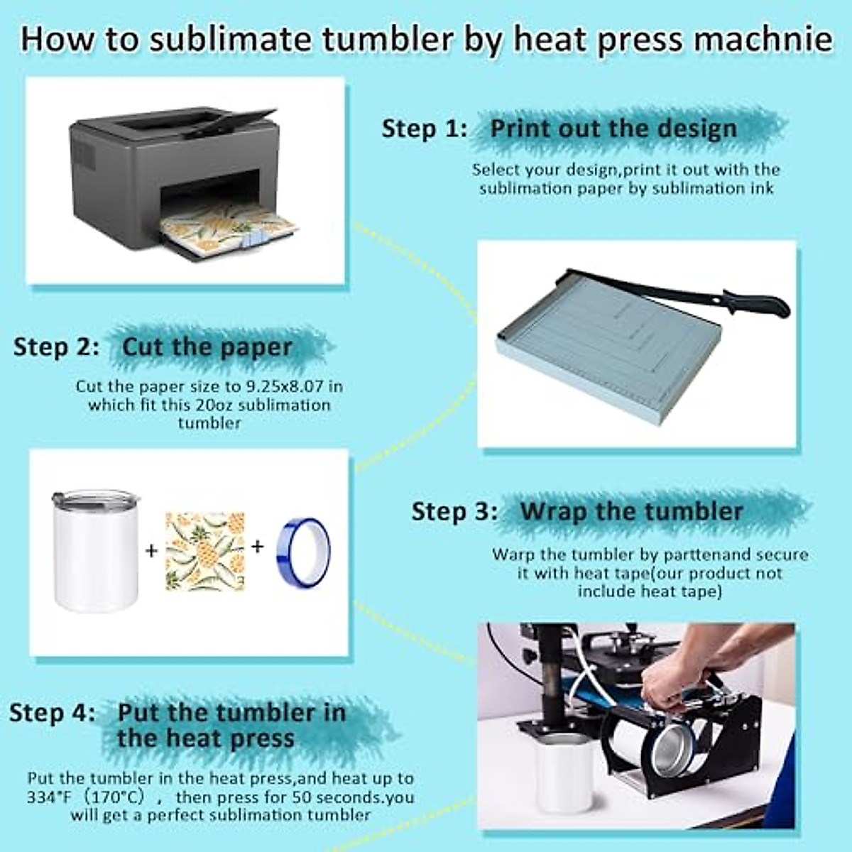 Sublimation Blank Tumblers Bulk 10 oz White Stainless Steel Sublimation Straight Skinny Tumblers with Lids and Straw Double Wall Vacuum Insulated Cups for DIY Heat Press Print(8 Pack)