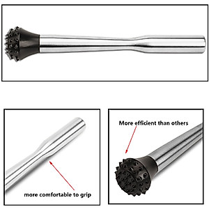 Stainless Steel Cocktail Muddler, Muddler Pestle with Mixing Bar Spoon, Bar Stick Mixed Spoon Bartender Cocktail Shaker Bar Tool Set