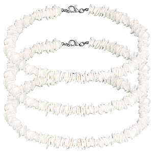 Tondiamo 3 Packs White Puka Shell Necklace Adjustable Seashell Necklace Summer Beach Surfer Necklace Sea Shell Beach Choker Necklace Jewelry(14 Inch)