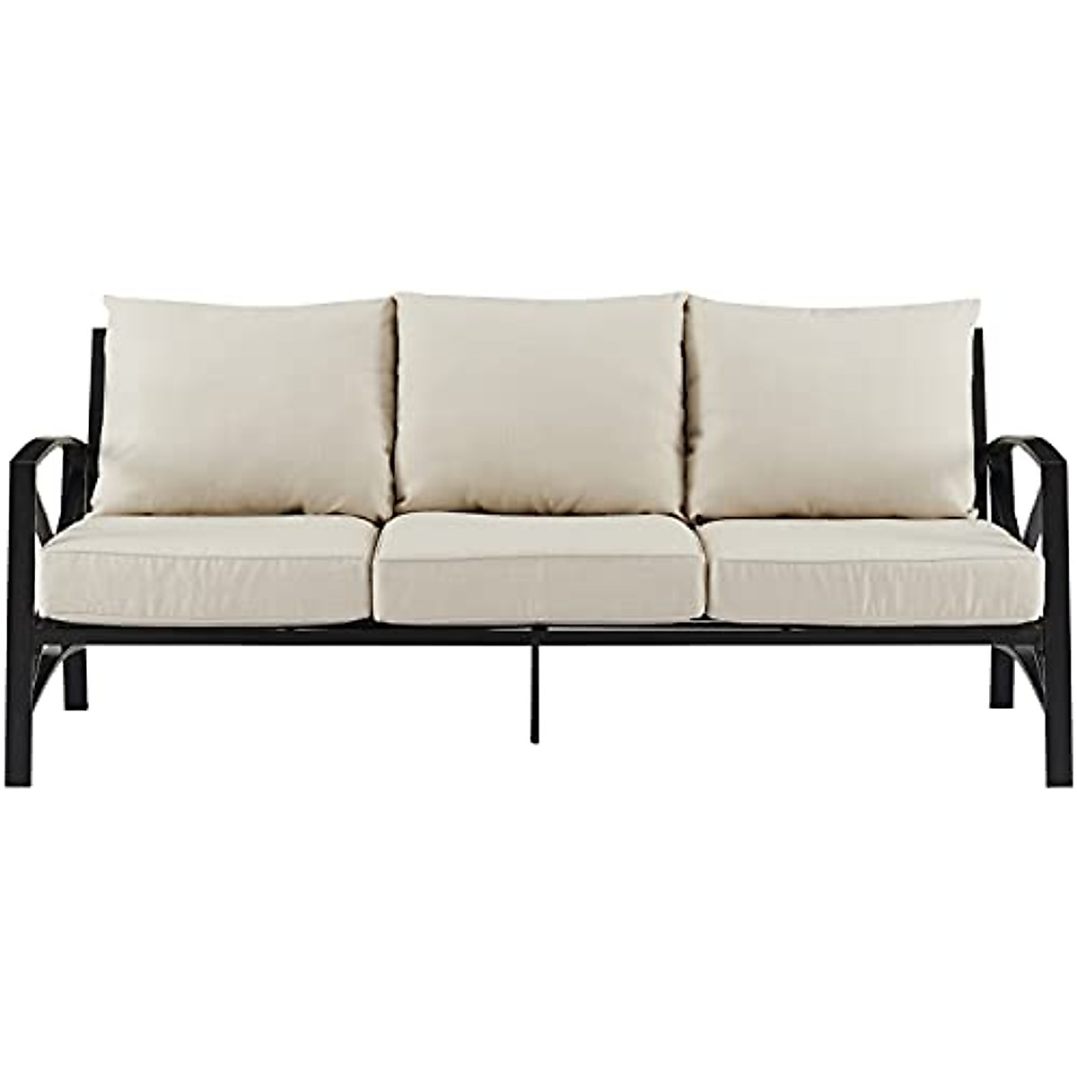 Crosley Furniture KO60027BZ-OL Kaplan Outdoor Metal Sofa, Oiled Bronze with Oatmeal Cushions