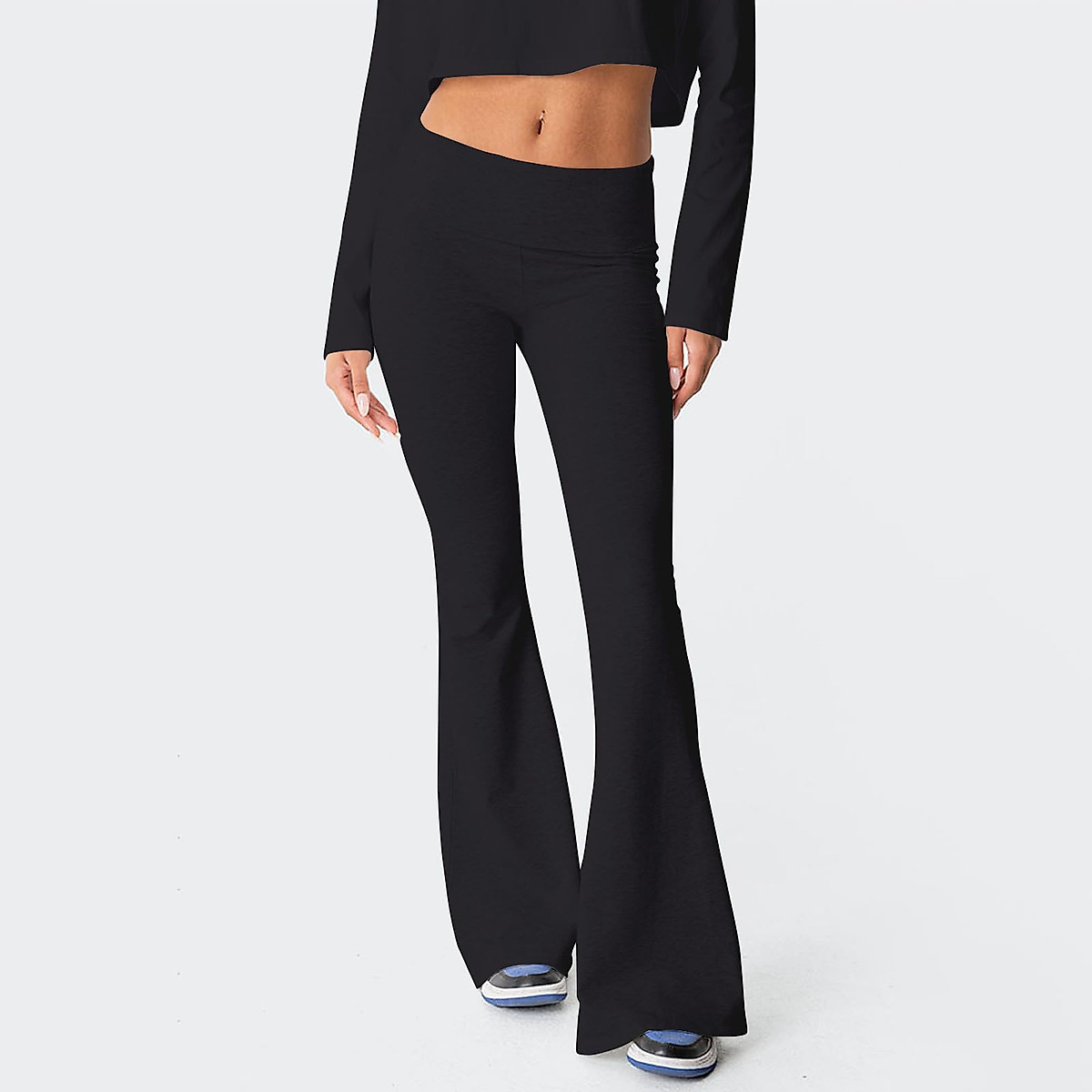 Gumipy Lounge Sets for Women 2 Piece Outfits Long Sleeve Crop Top & Flared Leggings Y2K Fall Outfits Trendy Workout Outfit Sets Cotton Jersey Collection Sweatsuits Yoga Matching Sets Tracksuit