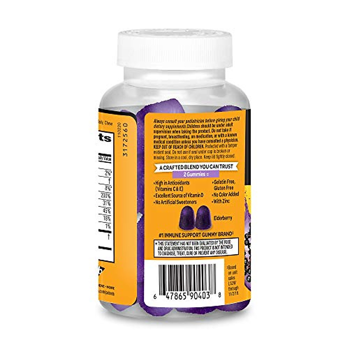 Airborne Elderberry + Zinc & Vitamin C Gummies For Adults, Immune Support Vitamin D & Zinc Gummies With Powerful Antioxidant Vitamins C D & E - 50 Gummies, Elderberry Flavor