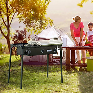 Happygrill Outdoor Camping Stove 3-Burner High Pressure Propane Gas Camp Stove with Detachable Legs