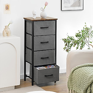 Yoobure Tall Fabric Drawer Dresser - 4 Storage Unit for Bedroom, Small Vertical Chest of Drawers for Closet, Living Room, Hallway and Entryway
