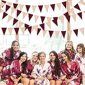 30 Ft Burgundy Party Decorations Champagne Gold Burgundy Triangle Banner Flag Bunting Pennant for Engagement Anniversary Wedding Bridal Baby Shower Birthday Bachelorette Hen Party Decorations supplies