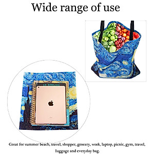 Van Gogh Reusable Art Tote Bag, Aesthetic Canvas Carry on Shoulder Tote, Women Work Beach Travel