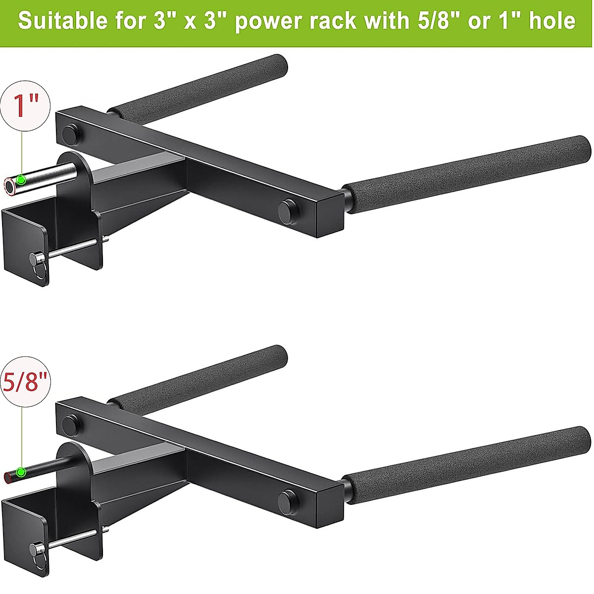Kipika Y-Shaped Dip Bar for 3" x 3" Power Cage with 5/8" or 1" Hole - Dip Bar Attachments for Home Gym - Heavy Duty Power Rack Attachments - 3" x 3" Squat Rack Accessories for Strength Training
