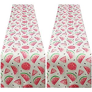 Watermelon Theme Outdoor Table Runner Spring Summer Outdoor Table Runner Colorful Hot Summer Theme Table Runner for Wedding Party Home Garden Kitchen Office Outdoor (2 Pieces)
