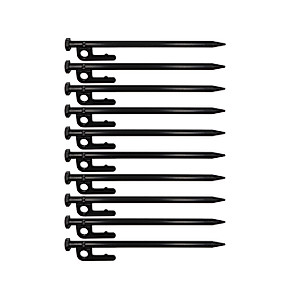 LBY 10pcs Tent Stakes, 20cm(7.87'') Heavy-Duty Steel Solid Tent Stakes Pegs, Steel System Outdoor Tent Nail Camping Stakes, 45#Steel (Black)