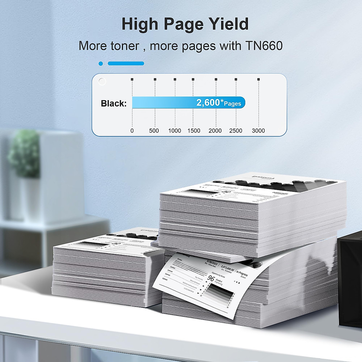 TN660 Toner Cartridge Brother Printer - Replacement with Brother TN 660 TN-660 TN630 High Yield to use with HL-L2380DW HL-L2320D HL-L2340DW DCP-L2540DW MFC-L2700DW MFC-L2720DW Printer (Black, 4 Pack)