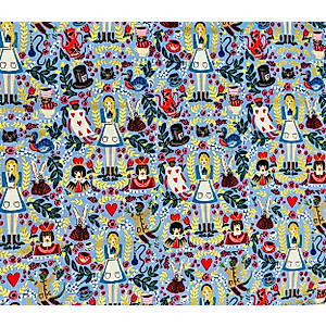 Wonderland - Rifle Paper Co - Periwinkle Metallic Fabric - Cotton+ Steel - Quilting Cotton Fabric - AB8013-002 1/2 Yard 44