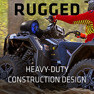 Soundstorm BTB8L 8 Inch 700W Bluetooth Amplified Marine Powersports UTV ATV Tube Speaker System with LED Lights, Black