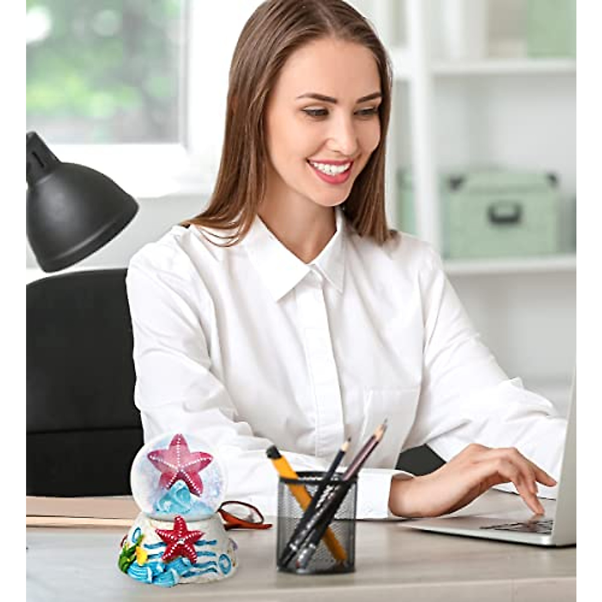 COTA Global Starfish Stone Snow Globe - Sparkly Water Globe Figurine with Sparkling Glitter, Collectible Novelty Ornament for Home Decor, for Birthdays, Christmas, and Valentine's Day