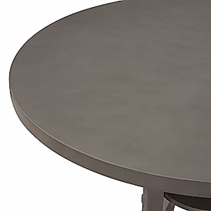 Goozio 5-Piece Round Dining Table and 4 Fabric Chairs with Special-Shaped Table Legs and Storage Shelf,Gray