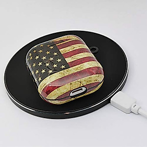 KUXEEN Case Cover Compatible with Airpods, 3 in 1 Cute Hard Airpods Accessories Protective Case Portable & Shockproof Cover Case Portable for Airpods 2 & 1 Women Girls Men (American Flag)